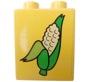 Duplo Yellow Brick 1 x 2 x 2 with Corn Sticker (4066) | Brick Owl ...