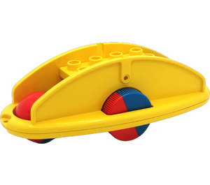 Duplo Yellow Rock & Pull Wagon 4 x 10 with Red/Blue Wheels & Rattles ...