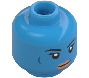 LEGO Aayla Secura with Dark Azure Skin and Flesh Lips Minifigure Head ...