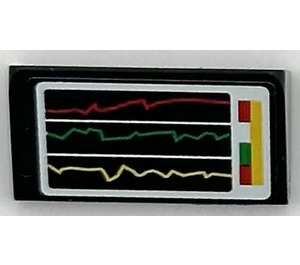 LEGO Black Slope 1 x 2 (31°) with Red, Green and Yellow Line Graphs ...