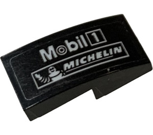 LEGO Black Slope 1 x 2 Curved with Mobil 1 and Michelin Logo (Model ...