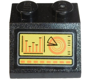 LEGO Black Slope 2 x 2 (45°) with Computer Screen with Red Dotted Line ...