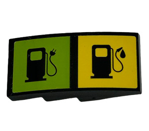 LEGO Black Slope 2 x 4 Curved with Electric Charging Point and Gas ...