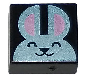 LEGO Black Tile 1 x 1 with Metallic Bunny Rabbit Head with Groove (3070 ...