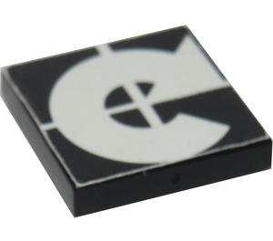 LEGO Black Tile 2 x 2 with White Clockwise Arrow Sticker with Groove ...