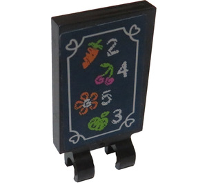 LEGO Black Tile 2 x 3 with Horizontal Clips with Carrot, Cherry, Flower ...
