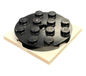 LEGO Black Turntable 4 x 4 Plate with White Base | Brick Owl
