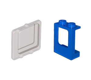 LEGO Blue Window 1 x 2 x 2 (Plane) with Transparent Brown Black Glass ...