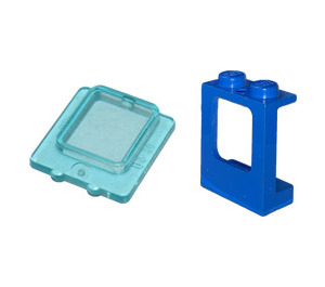 LEGO Blue Window 1 x 2 x 2 (Plane) with Transparent Light Blue Glass ...