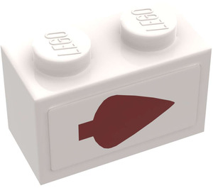 LEGO Brick 1 x 2 with Dark Red Arrow (Pointing Right) Sticker with ...