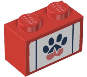 LEGO Brick 1 x 2 with Paw Print Sticker with Bottom Tube (3004) | Brick ...