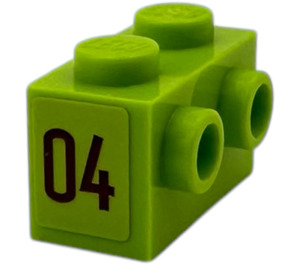 LEGO Brick 1 x 2 with Studs on One Side with Number 04 (left) Sticker ...