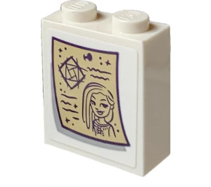 LEGO Brick 1 x 2 x 2 with Notee with Picture of Asha Sticker with ...