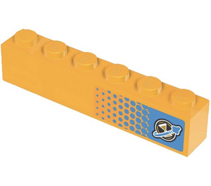 LEGO Brick 1 x 6 with Sand Timer on Space Logo and Blue Spots Sticker ...