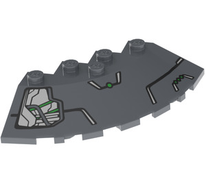 LEGO Brick 6 x 6 Round (25°) Corner with Lines and Circuitry Right ...