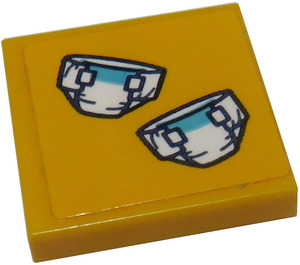 LEGO Bright Light Orange Tile 2 x 2 with Two Diapers Sticker with ...