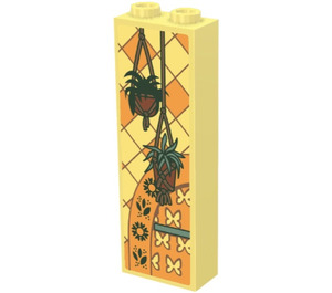 LEGO Bright Light Yellow Brick 1 x 2 x 5 with Two Hanging Plants and ...