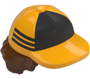 LEGO Bushy Hair with Orange Cap with Black Stripes | Brick Owl