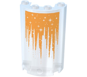 LEGO Cylinder 2 x 4 x 5 Half with Tattered Orange Starry Curtain ...