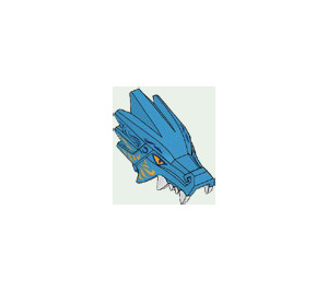 LEGO Dark Azure Dragon Head with Orange Eyes and Markings (1109 ...