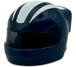 LEGO Dark Blue F1 Helmet with White Stripes and Transparent Black Visor ...