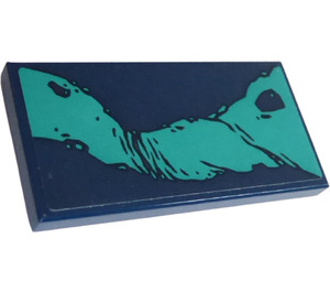LEGO Dark Blue Tile 2 x 4 with Dark Azure Pattern Left Side Sticker ...