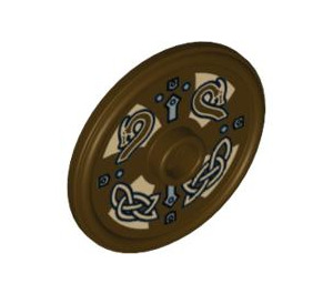 LEGO Dark Brown Round Shield with Stud with Dragon Heads and Knots ...