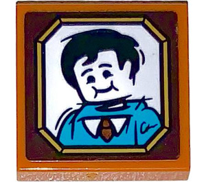 LEGO Dark Orange Tile 2 x 2 with Picture of Dudley Dursley Sticker with ...