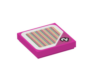 LEGO Dark Pink Tile 2 x 2 with Super Mario Scanner Code Number 2 Block ...