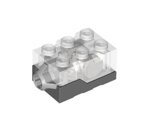LEGO Dark Stone Gray Light Brick with Transparent Top and Orange LED ...