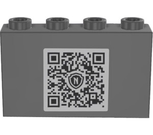 LEGO Dark Stone Gray Panel 1 x 4 x 2 with Nevermore QR Code Sticker ...