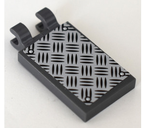 LEGO Dark Stone Gray Tile 2 x 3 with Horizontal Clips with metal plate ...