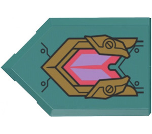 LEGO Dark Turquoise Tile 2 x 3 Pentagonal with Gold, Coral and Lavender ...