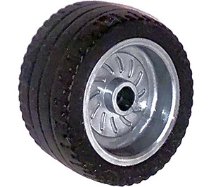 LEGO Flat Silver Wheel Rim Ø18 x 12 with Axle Hole with Tire Ø24 x 12 ...