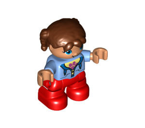 LEGO Girl with Medium Blue Zip Top and Red Legs Duplo Figure | Brick Owl