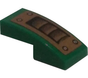 LEGO Green Slope 1 x 2 Curved with Gold Vents and Bolts Sticker (11477 ...