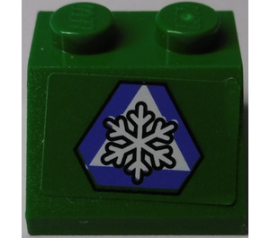 LEGO Green Slope 2 x 2 (45°) with White Snowflake in Blue Triangle ...
