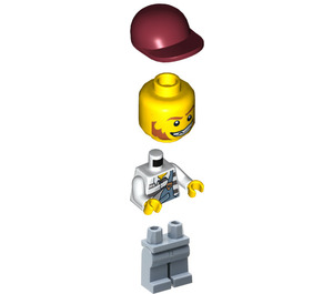 LEGO Jail Prisoner with Dark Red Cap and Torn Overalls Minifigure ...