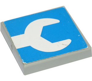 LEGO Light Gray Tile 2 x 2 with Wrench Sticker with Groove (3068 ...