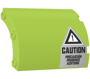 LEGO Lime Panel 4 x 4 x 6 Curved with Warning Symbol and ‘CAUTION’ in 4 ...