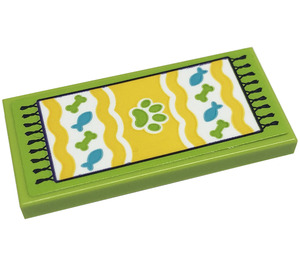 LEGO Lime Tile 2 x 4 with Rug, Paw, Bones, Fish Sticker (87079) | Brick ...