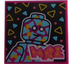 LEGO Magenta Tile 2 x 2 with Minifigure and Triangles with Groove (3068 ...