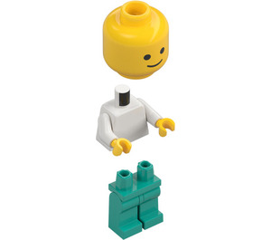LEGO Man with White Torso and Dark Turquoise Legs Minifigure | Brick ...