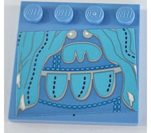 LEGO Medium Blue Tile 4 x 4 with Studs on Edge with Troll Head with ...