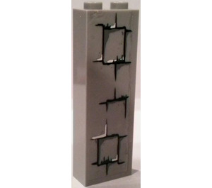 LEGO Medium Stone Gray Brick 1 x 2 x 5 with Mossy Bricks Sticker with ...