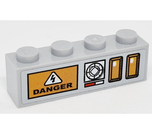LEGO Medium Stone Gray Brick 1 x 4 with 'DANGER' Sticker (3010) | Brick ...