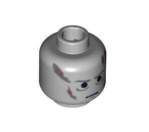 LEGO Medium Stone Gray Minifigure Head with Multiple Gray and Red Scars ...
