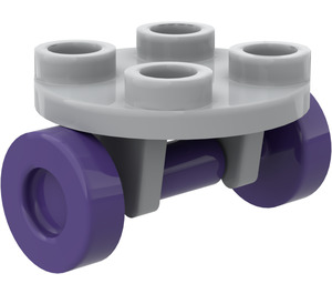 LEGO Medium Stone Gray Plate 2 x 2 Round with Dark Purple Wheels ...