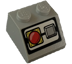 LEGO Medium Stone Gray Slope 2 x 2 (45°) with Red Emergency Stop Push ...