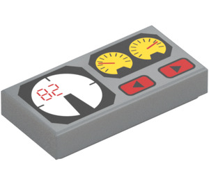 LEGO Medium Stone Gray Tile 1 x 2 with Cockpit Dials with Groove (50290 ...